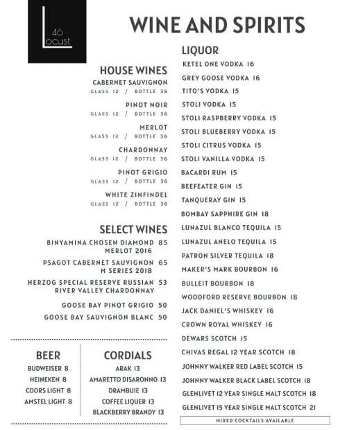 46 Locust menu in Cedarhurst, New York, USA