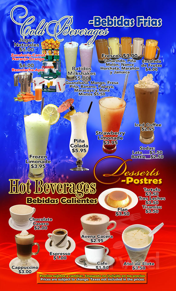 El Palacio Resturante y Cafeteria menu in Bound Brook, New Jersey, USA