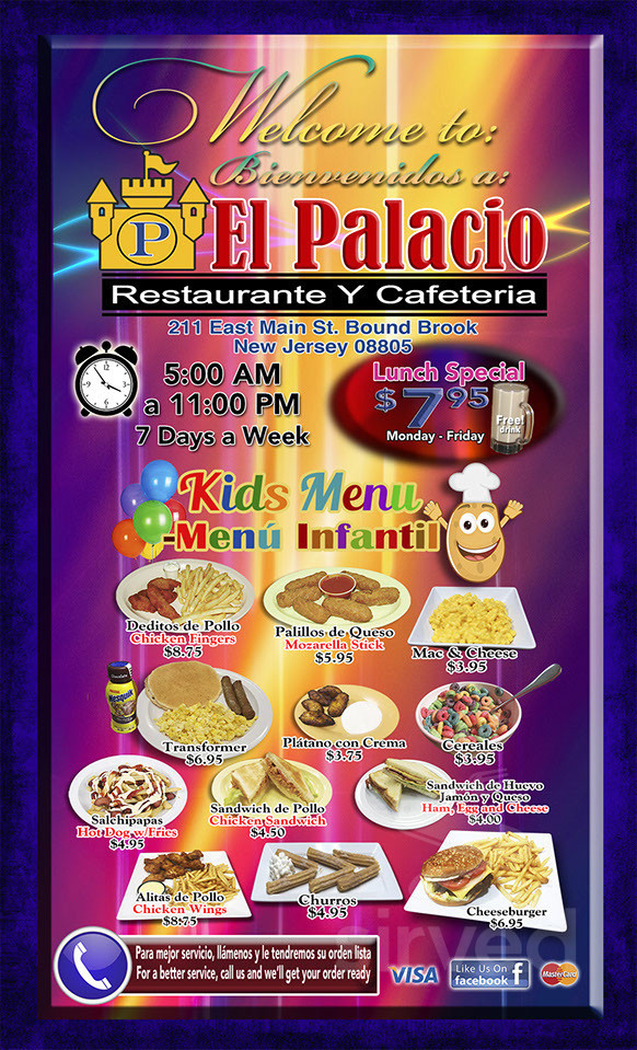 El Palacio Restaurante menus in Plainfield, New Jersey, United States