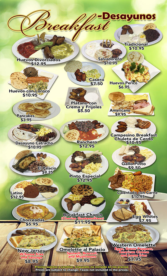 El Palacio Resturante y Cafeteria menu in Bound Brook, New Jersey, USA