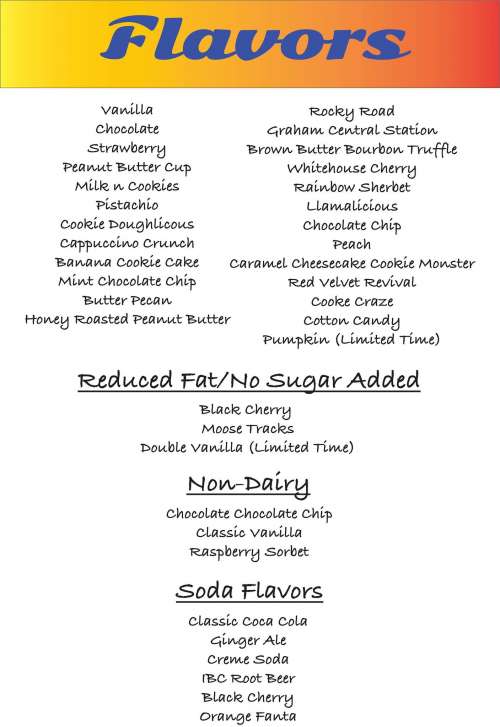 A Cone to Pick menu in Canton, Georgia, USA