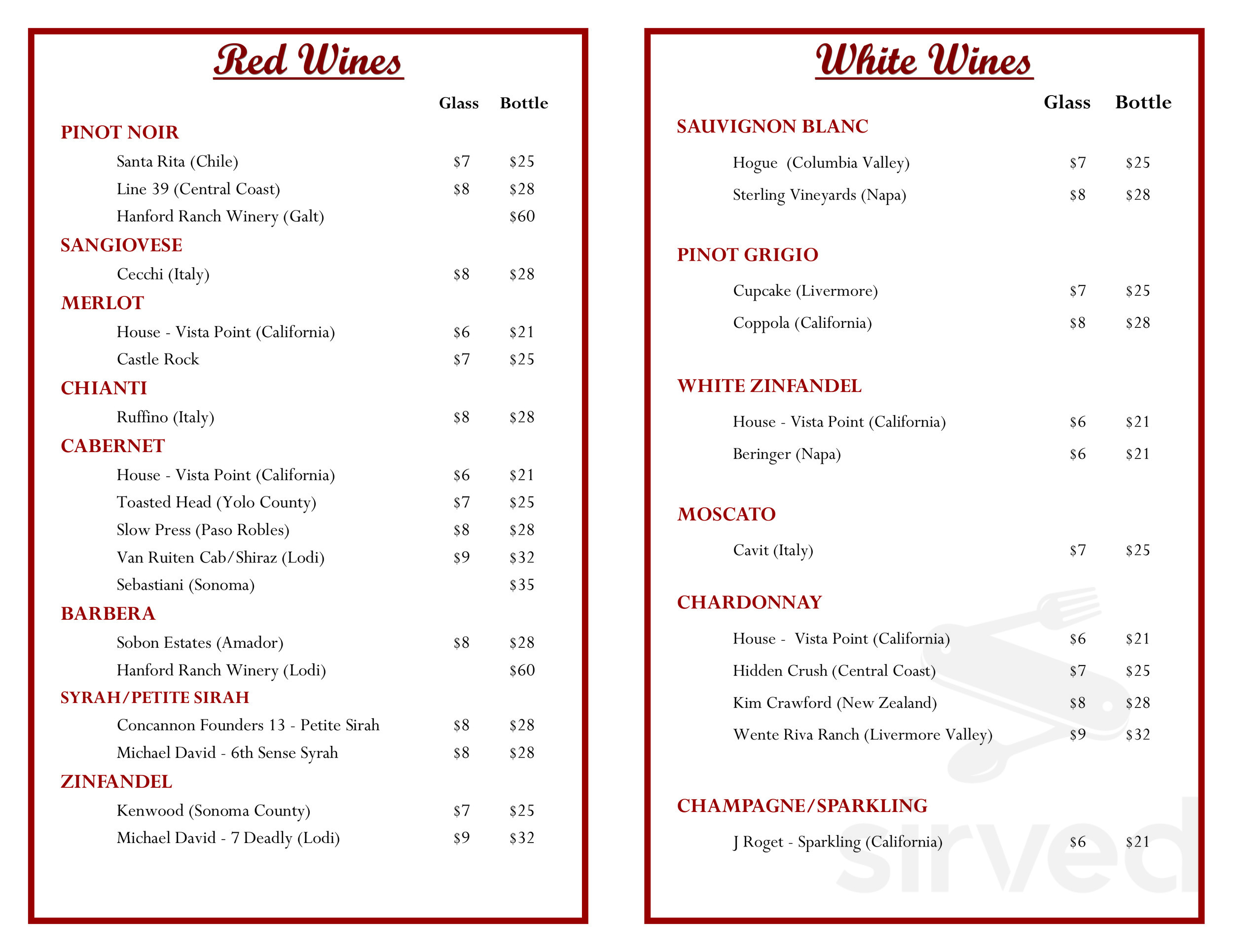 Brick House Restaurant & Catering menu in Elk Grove, California, USA