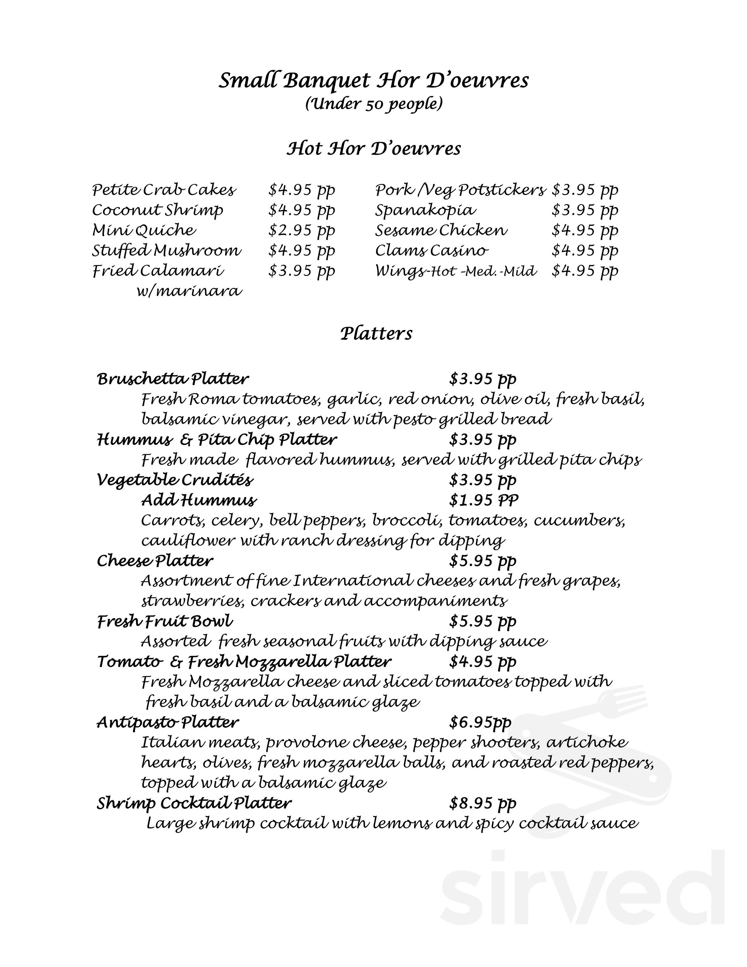 The Waters Edge Lighthouse Restaurant menu in Glenville, New York, USA