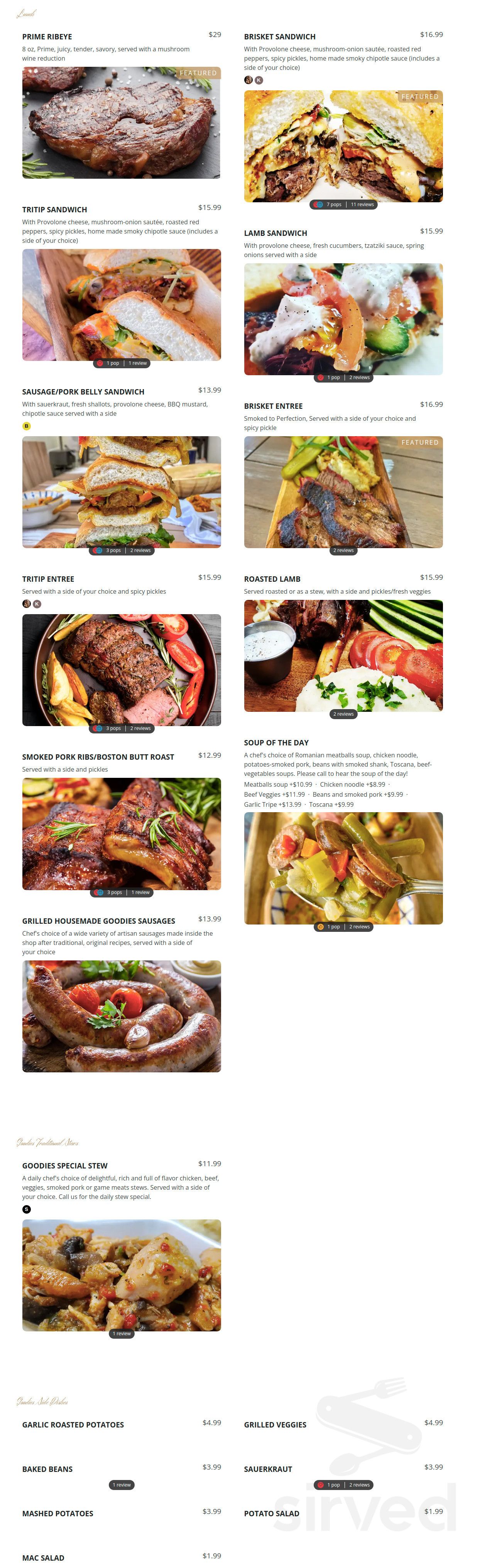 Goodies in the Pantry menu in Orange, California, USA