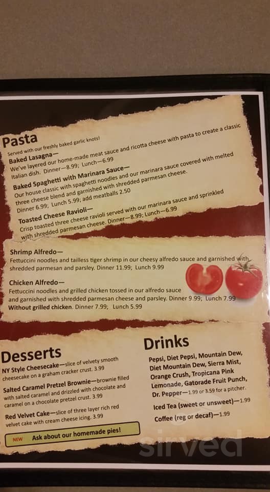 Anderson's Pizza menus in Columbia, Kentucky, United States