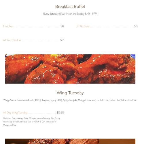 Rustic Hut menu in Florence, Montana, USA