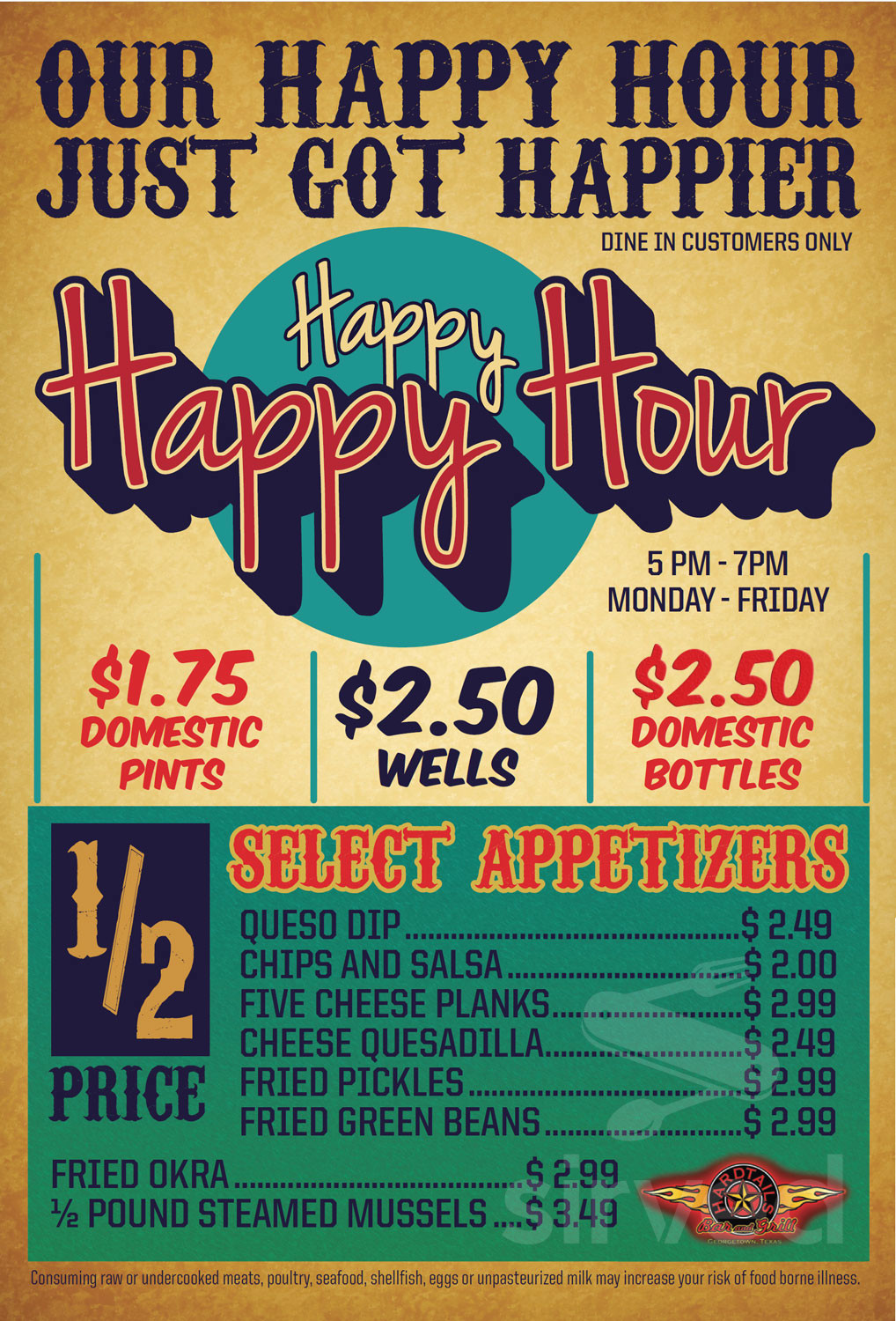 Hardtails Bar And Grill Menu In Georgetown Texas USA