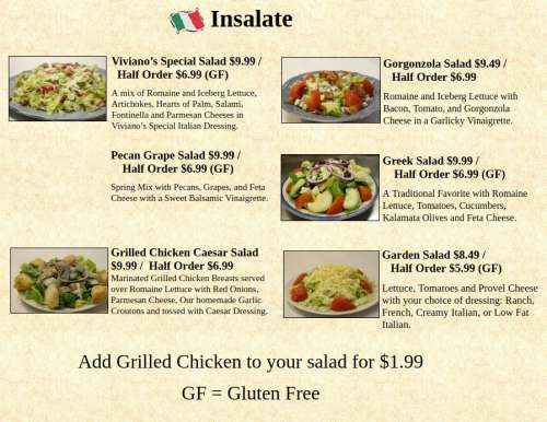 Viviano's Festa Italiano menu in Fenton, Missouri, USA