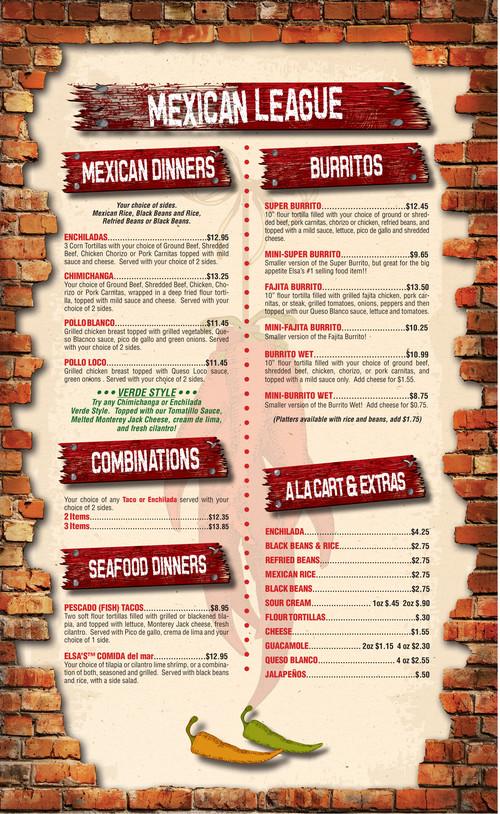 Elsa's Mexican Restaurant menu in Dayton, Ohio, USA