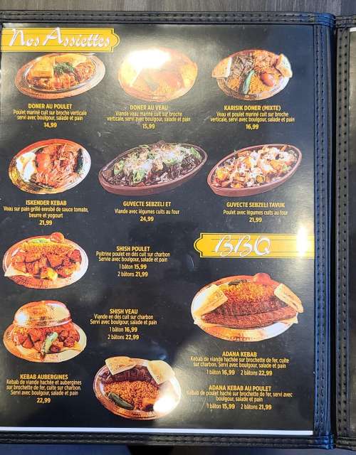 Istanbul Gunes Kebab menu in Saint-Léonard, Quebec, Canada