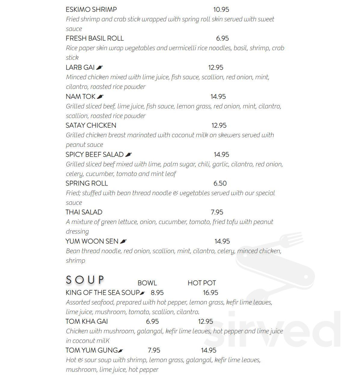 Thaicoon & Sushi Bar menu in Marietta, Georgia, USA