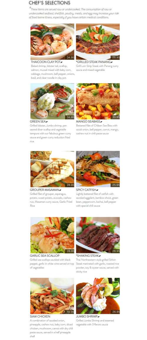 Thaicoon & Sushi Bar menu in Marietta, Georgia, USA