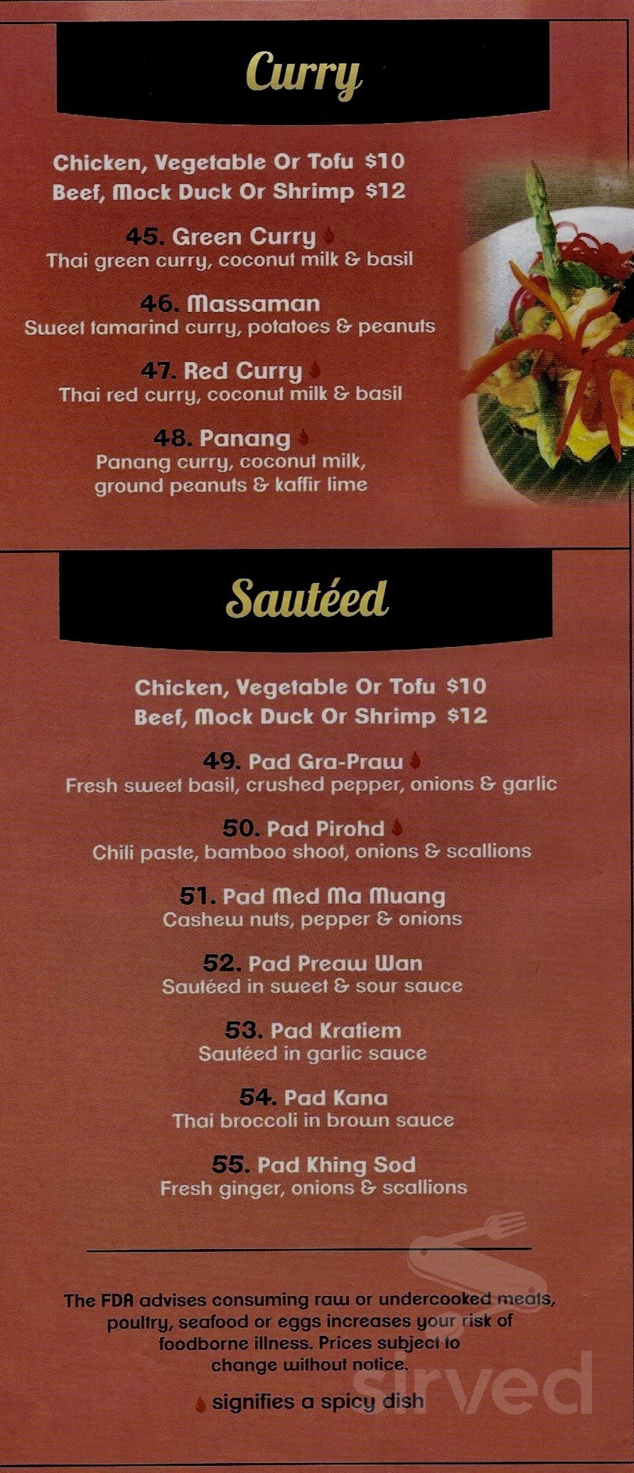 Menu - Rockville Centre NY's Thai Table Restaurant ???? | Sirved