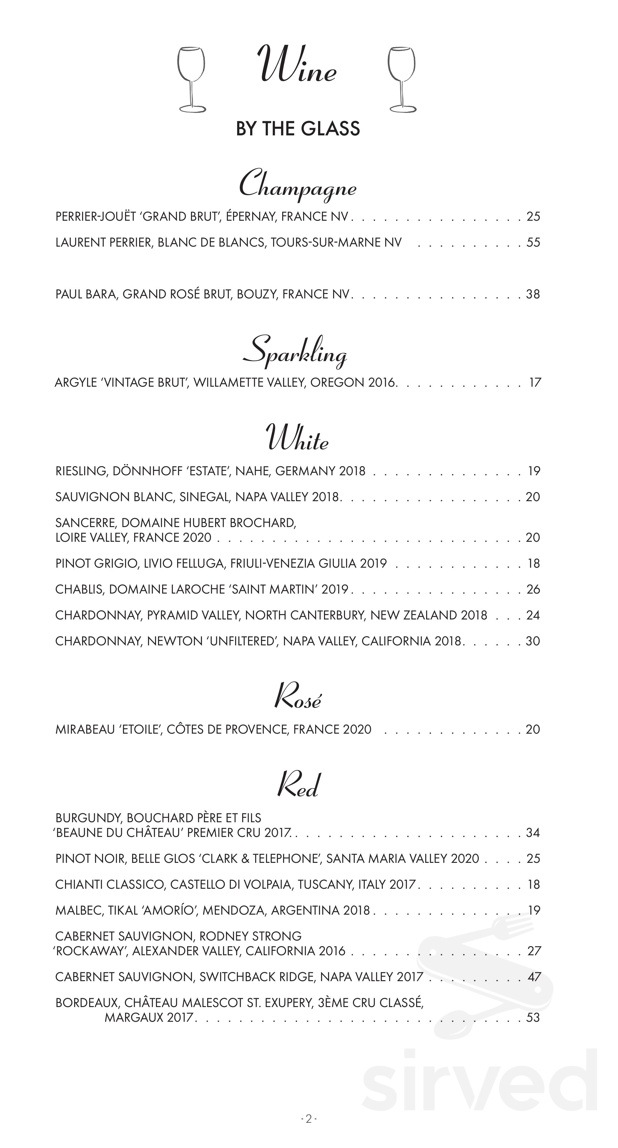 Delilah menu in Las Vegas, Nevada, USA