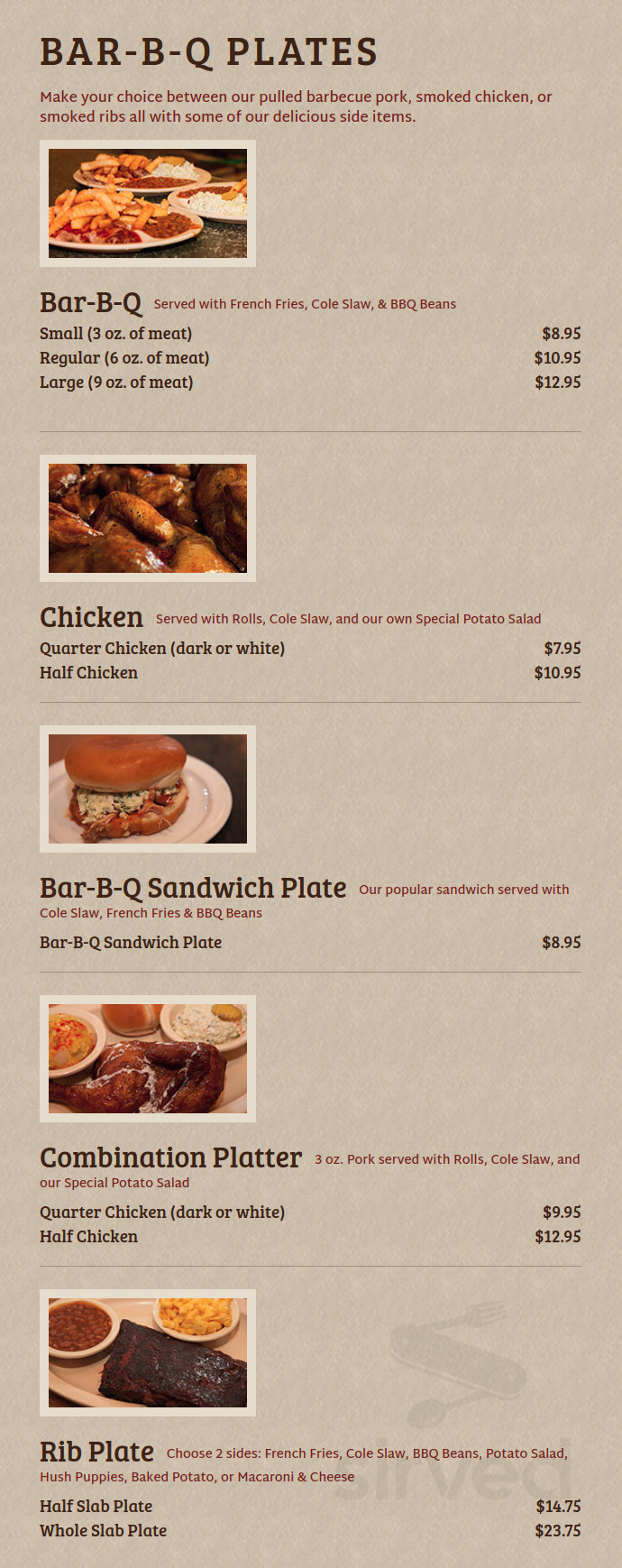 Johnny's Bar-B-Q menu in Cullman, Alabama, USA