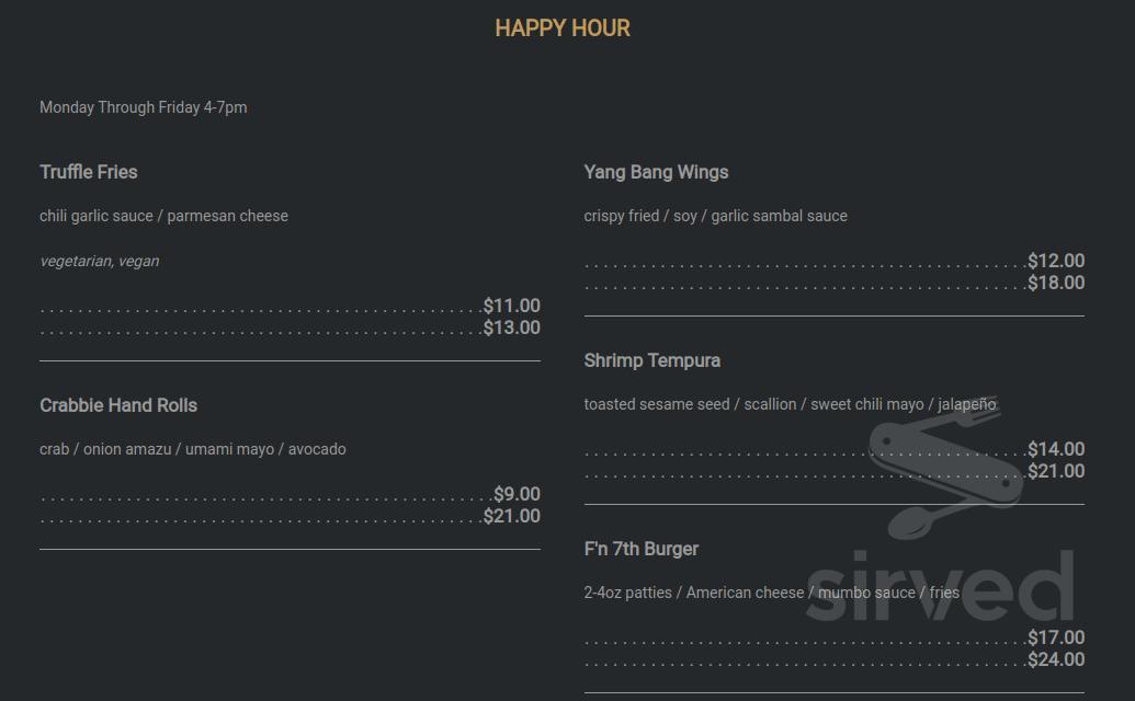 Dirty Habit menu in 555 8th St NW, Washington, DC 20004