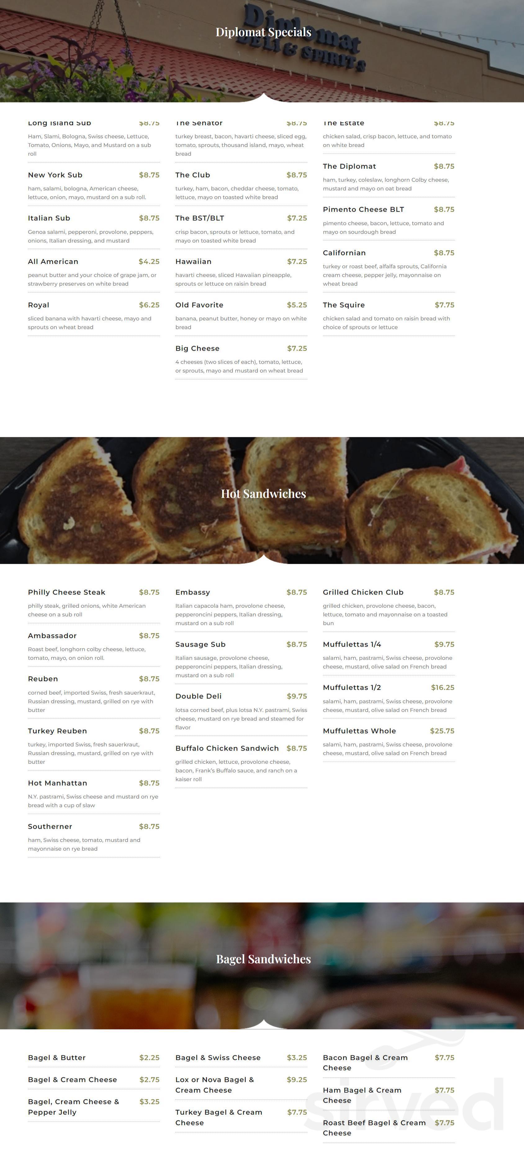 Diplomat Deli menus in Vestavia Hills, Alabama, United States