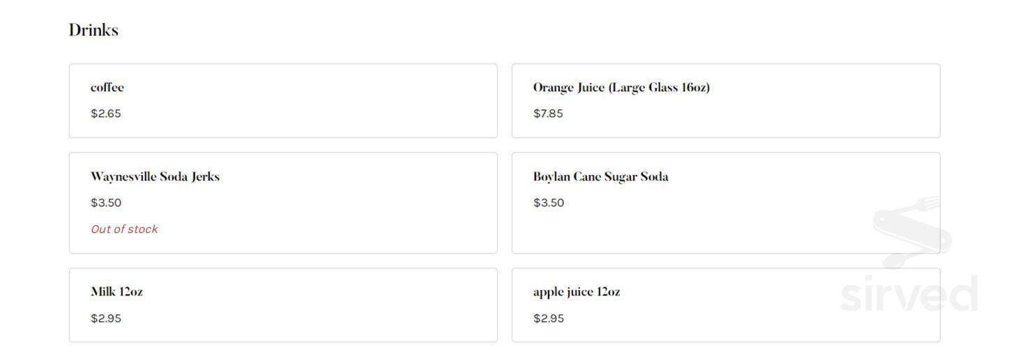 Lucy in the Rye menu in Sylva, North Carolina, USA