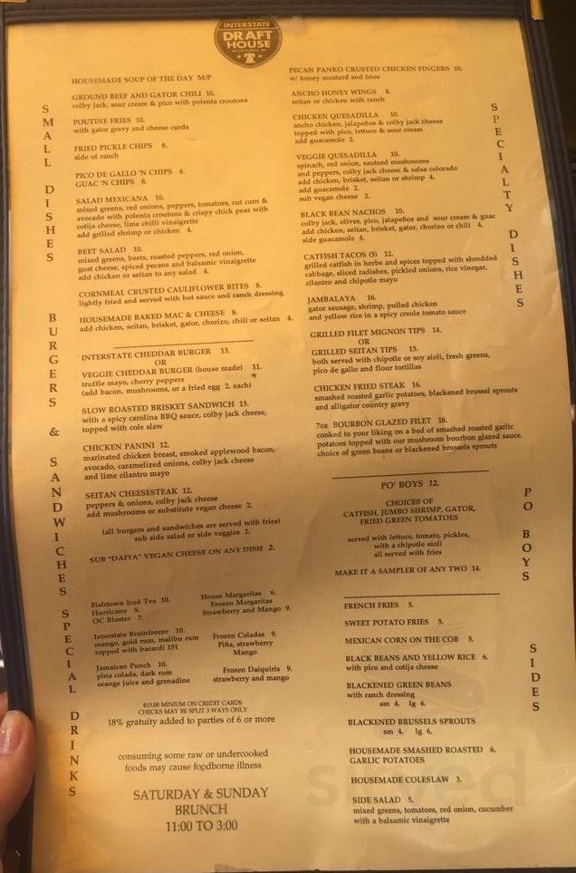 Menu - Philadelphia PA's Interstate Drafthouse | Sirved
