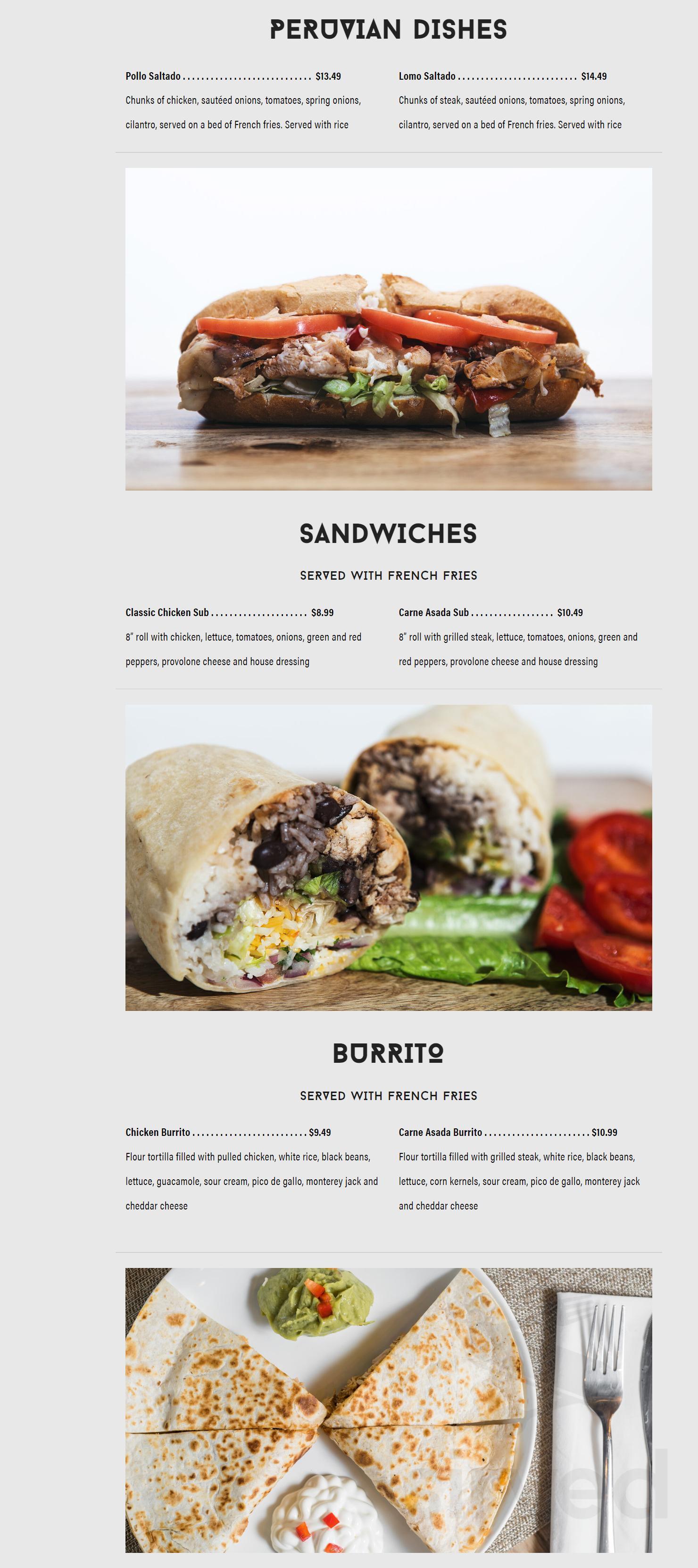 Super Chicken menu in Reston, Virginia, USA