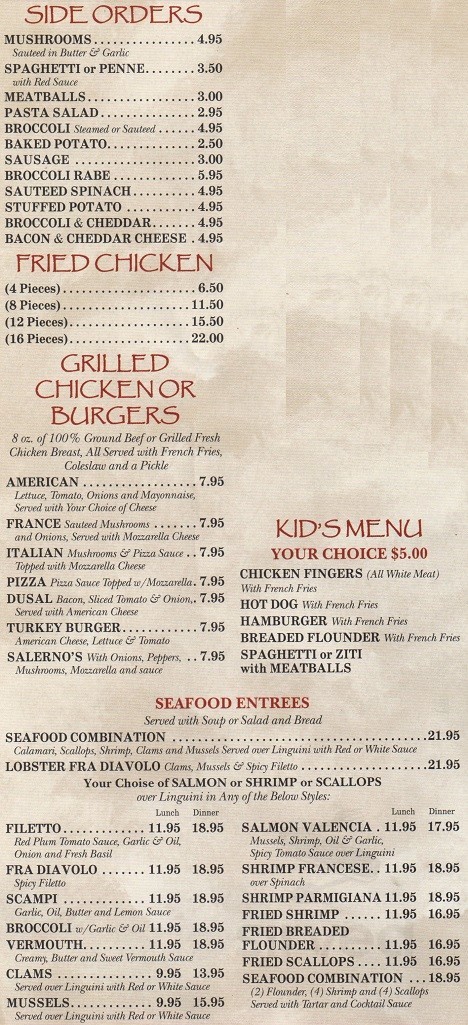 Menu - Trenton NJ's Salerno's Pizza III | Sirved