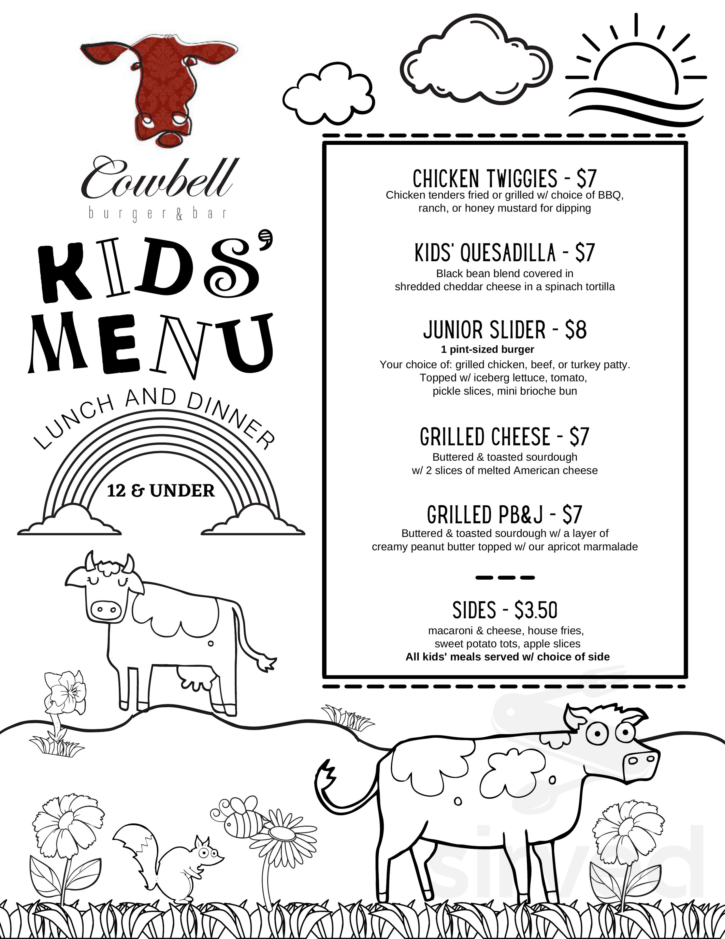 Cowbell Burger & Whiskey Bar menu in Charlotte, North Carolina, USA