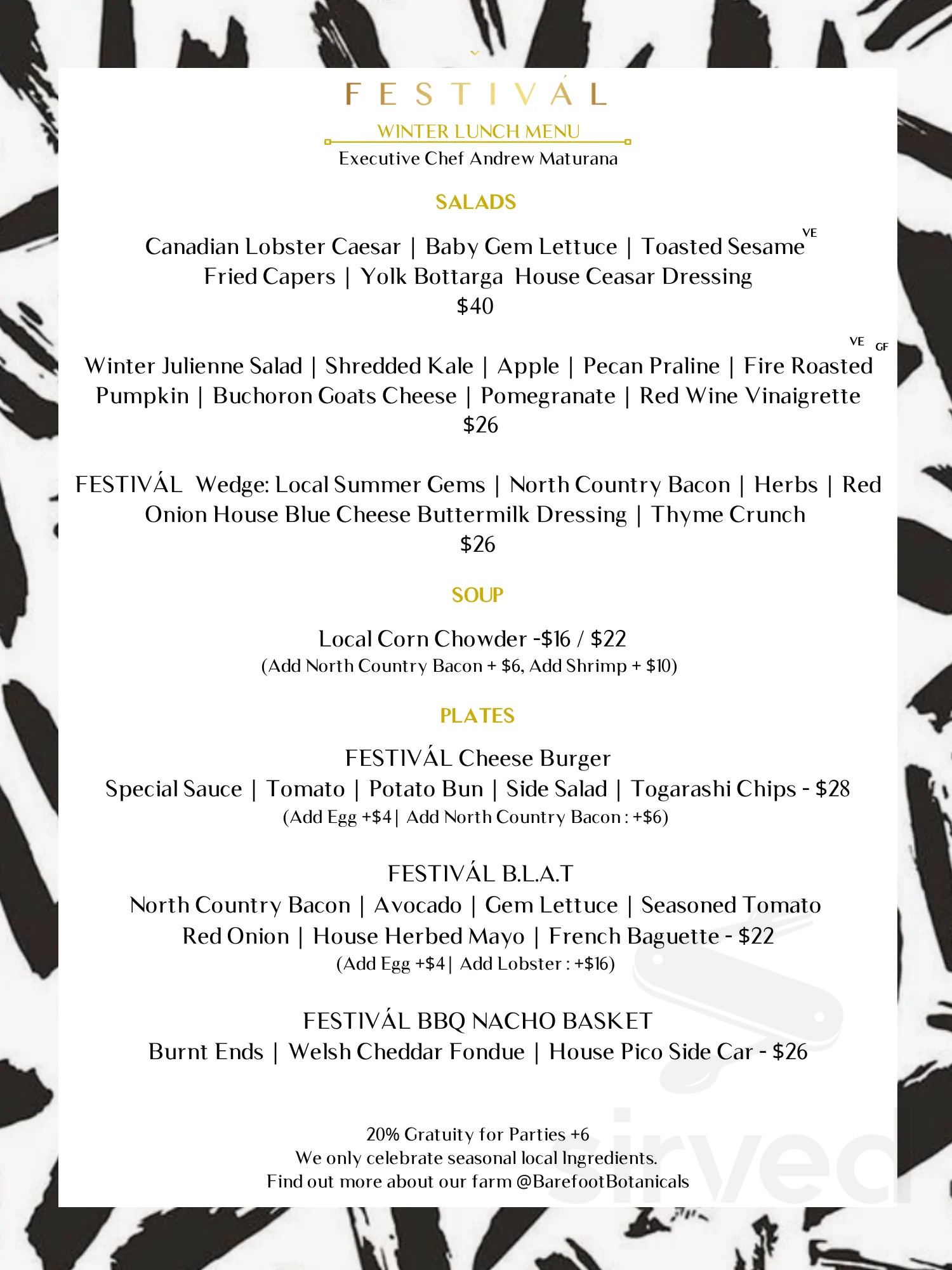 Festival Cafe menu in New York, New York, USA