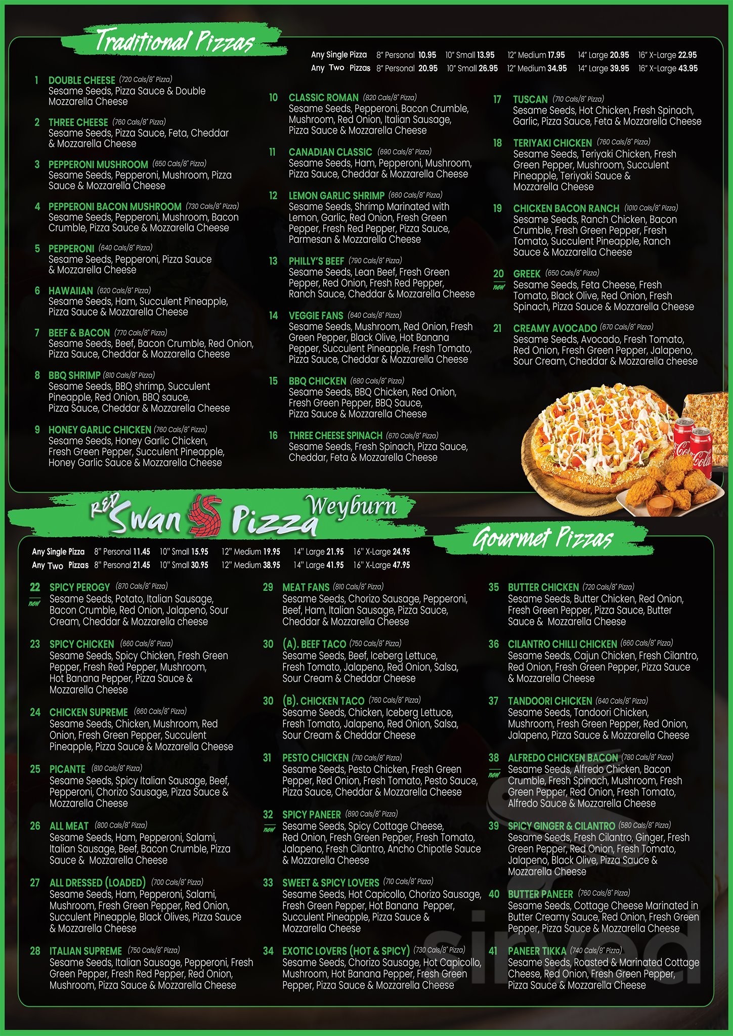 Red Swan Pizza Weyburn menu in Weyburn, Saskatchewan, Canada