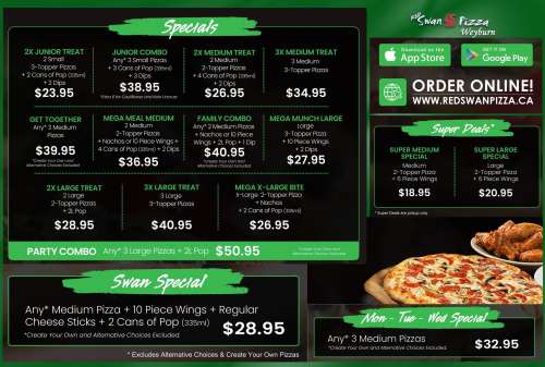 Red Swan Pizza Weyburn menu in Weyburn, Saskatchewan, Canada