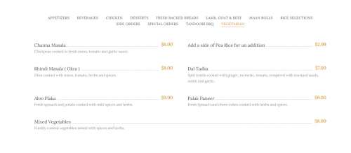 Roti Boti Restaurant menu in West Haven, Connecticut, USA