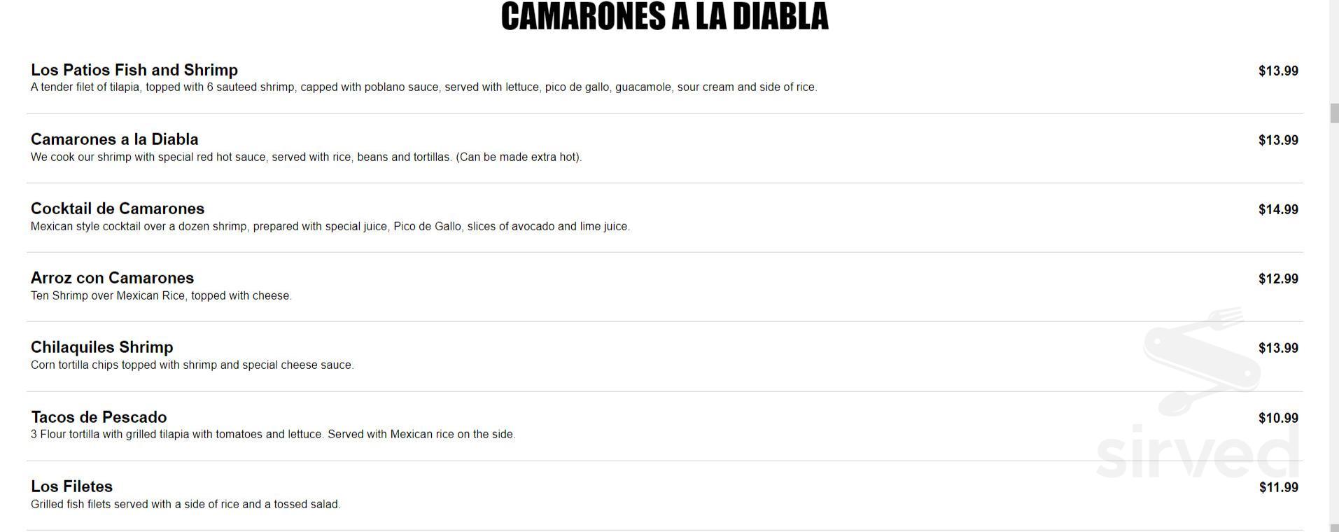 Los Patios menus in Mooresville, Indiana, United States