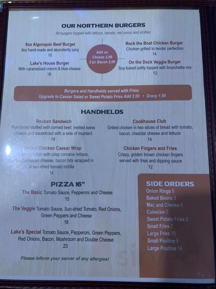 Algonquin Cookhouse menus in Harcourt, Ontario, Canada