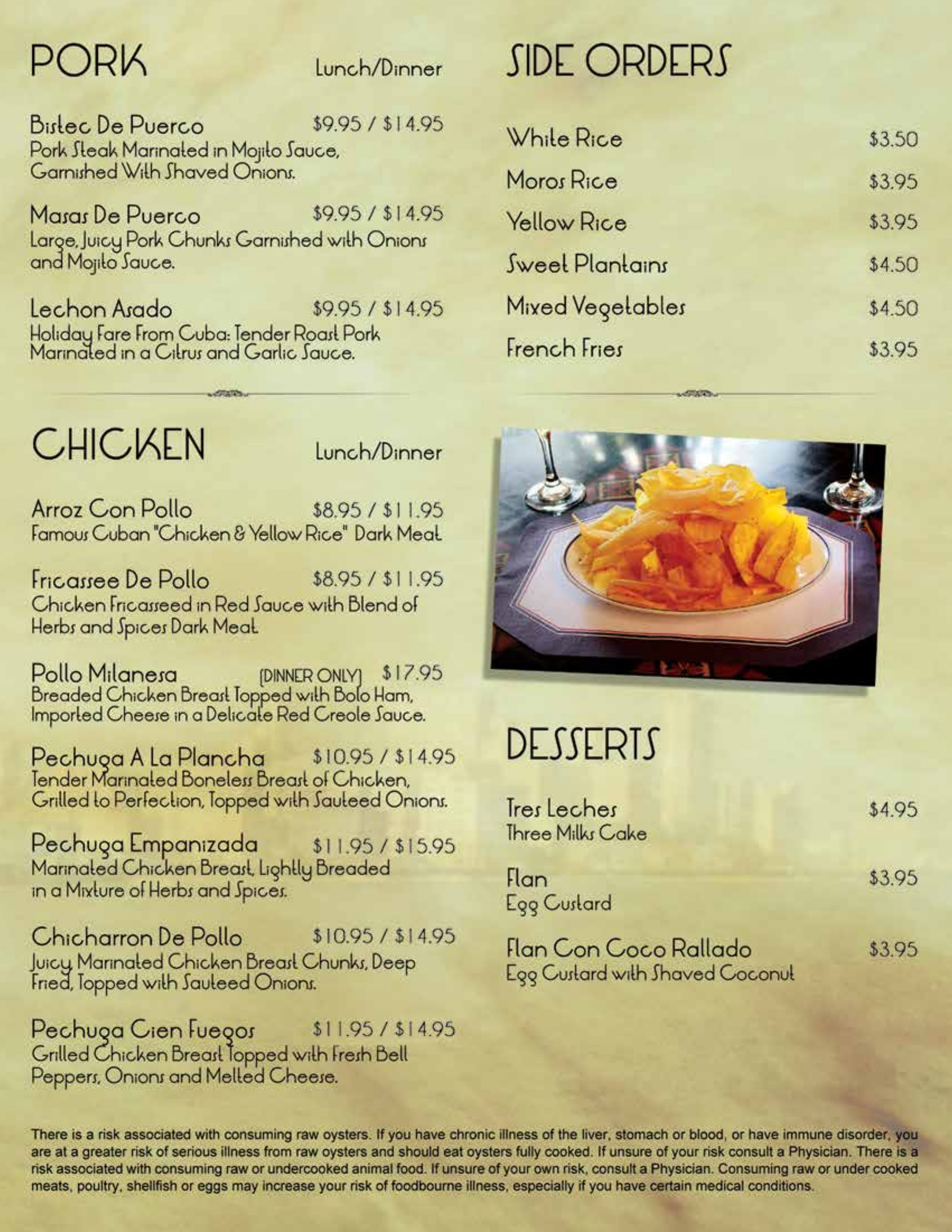 Menu - Boca Raton FL's The Cuban Cafe Restaurant | Sirved
