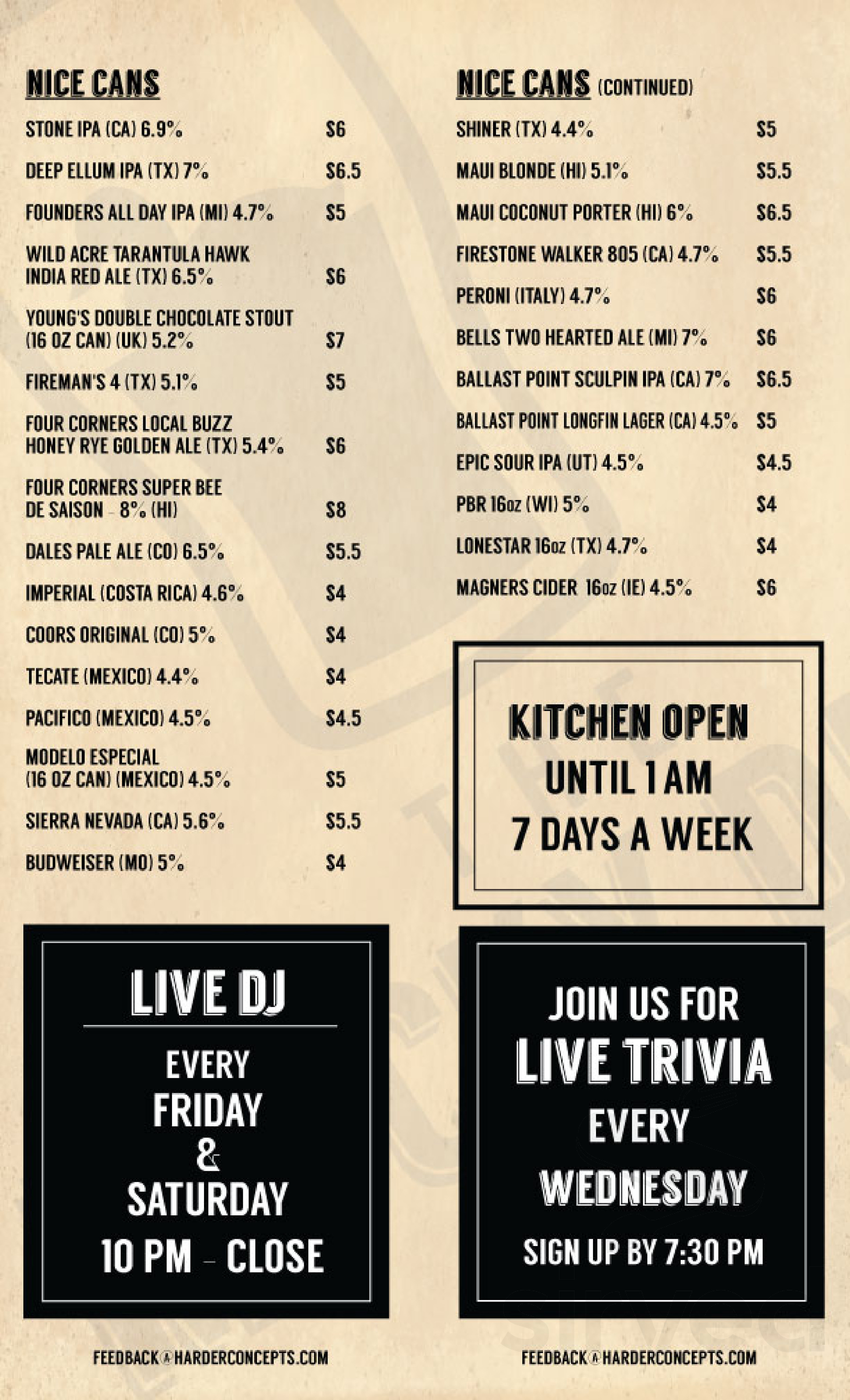 Menu - Addison TX's The Mucky Duck Bar | Sirved