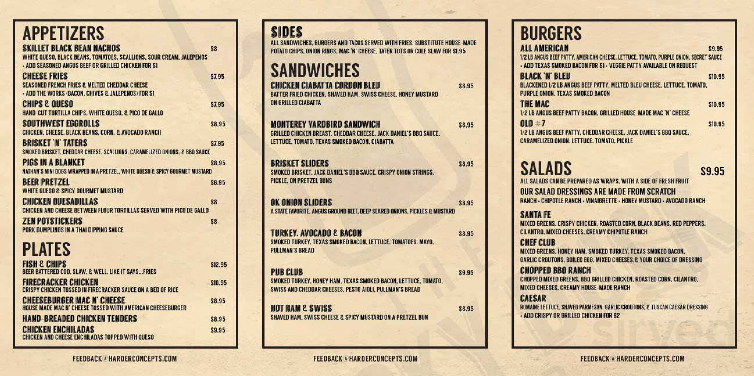 Menu - Addison TX's The Mucky Duck Bar | Sirved