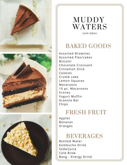 Muddy Waters Cafe menu in New London, Connecticut, USA