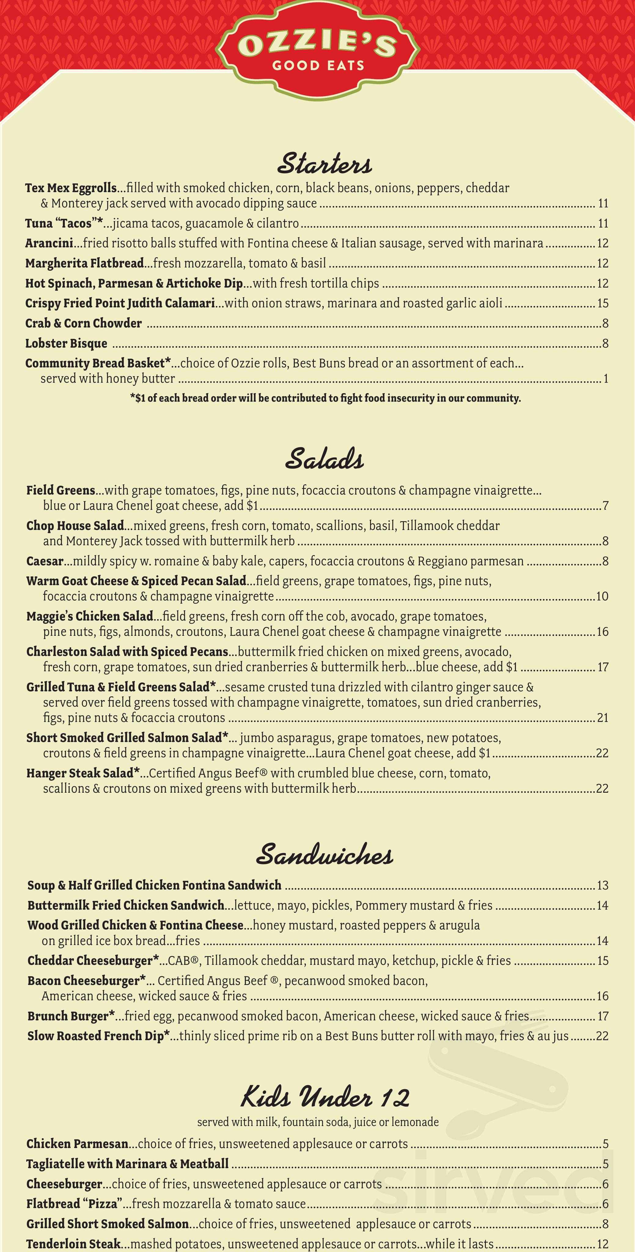 Ozzie's Good Eats menu in Fairfax, Virginia, USA