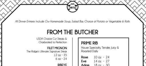 Menu for Iron Ridge Inn Restaurant in Iron Ridge, WI | Sirved