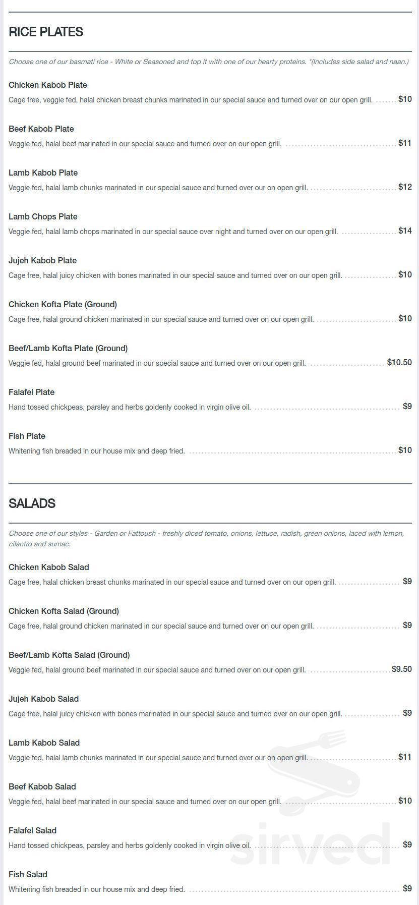 Zaitoon Kitchen menu in Latham, New York, USA