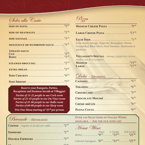 Villaggio's Ristorante Italiano menu in Lutz, Florida, USA