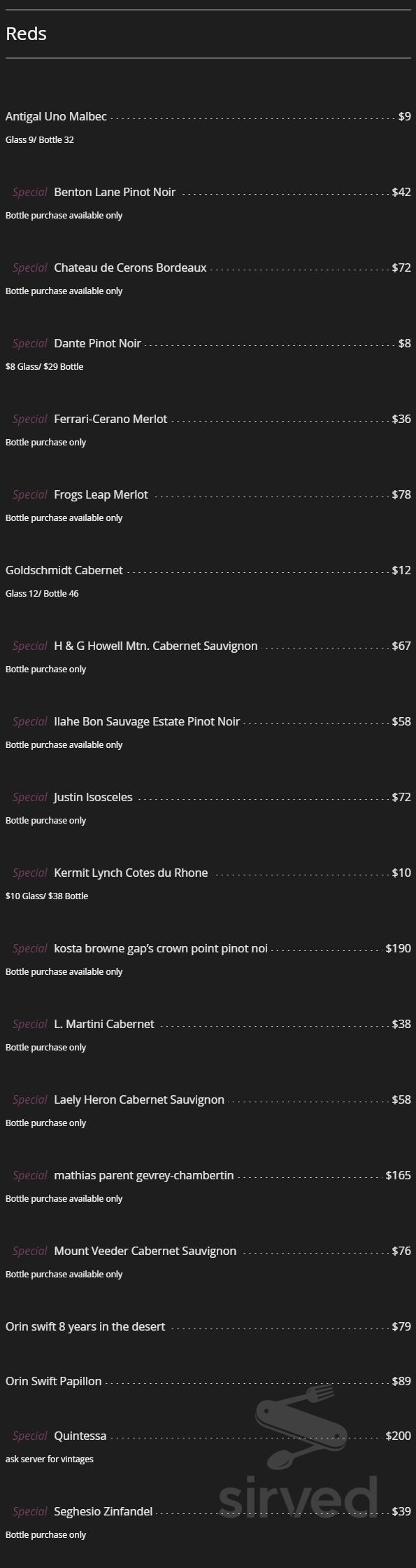 Menu - Winder GA's Bistro Off Broad | Sirved