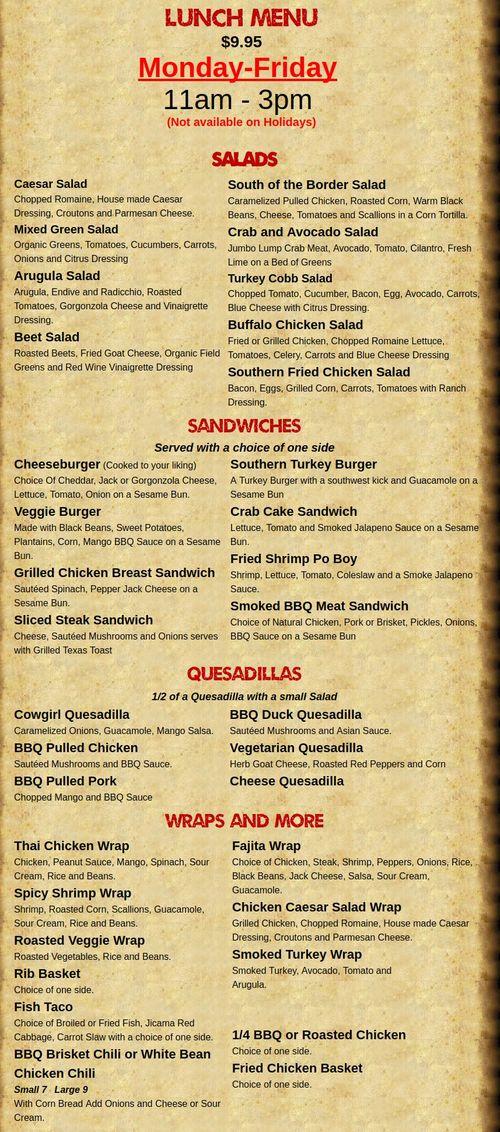 Smokin' Wolf BBQ & More menu in East Hampton, New York, USA