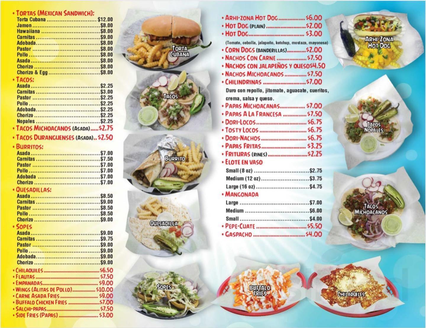 Paleteria La Michoacana menu in Des Moines, Iowa, USA
