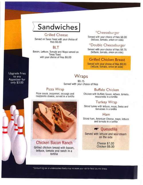 River Rock Lanes menu in Rock Port, Missouri, USA