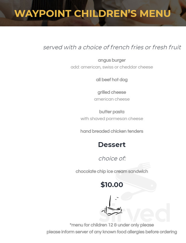 Menu - Williamsburg VA's Waypoint Seafood & Grill | Sirved