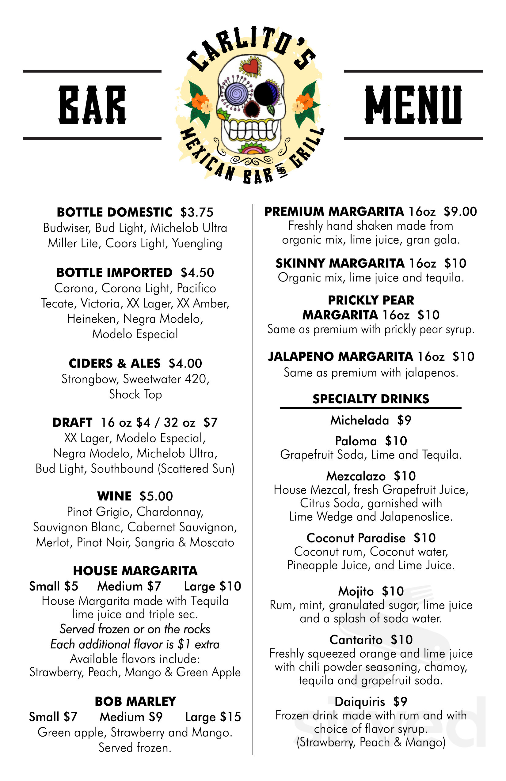 Carlito's Mexican Bar and Grill menu in Pooler, Georgia, USA