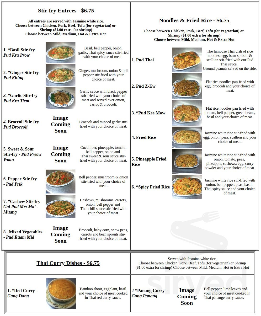 Jay's Authentic Thai Cuisine menu in Kokomo, Indiana, USA