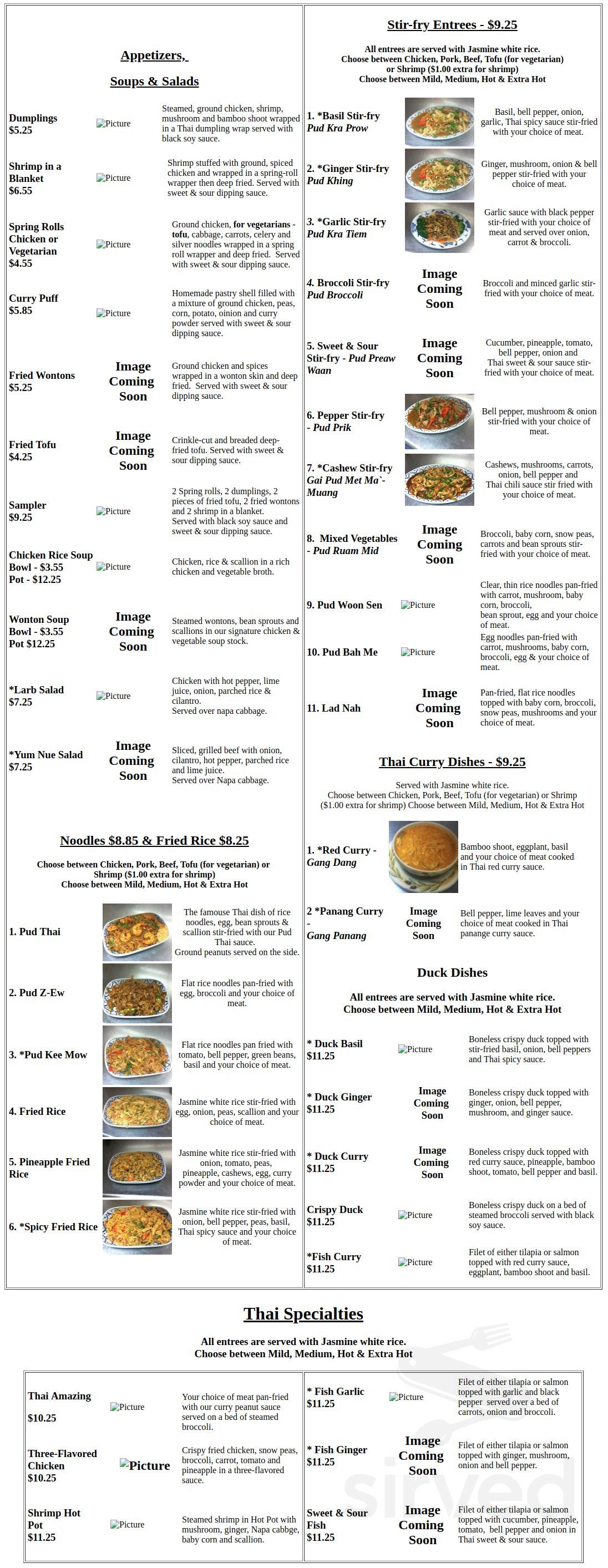 Jay's Authentic Thai Cuisine menu in Kokomo, Indiana, USA