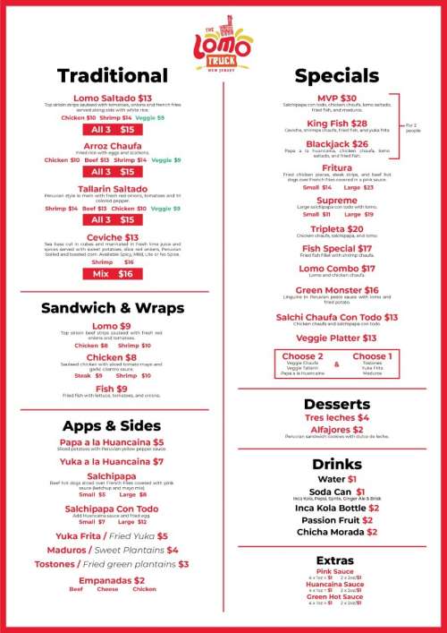 Lomo Truck HQ Woodland Park menu in Woodland Park, New Jersey, USA