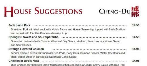 Cheng-Du Restaurant Menu - Mansfield, Massachusetts | Sirved